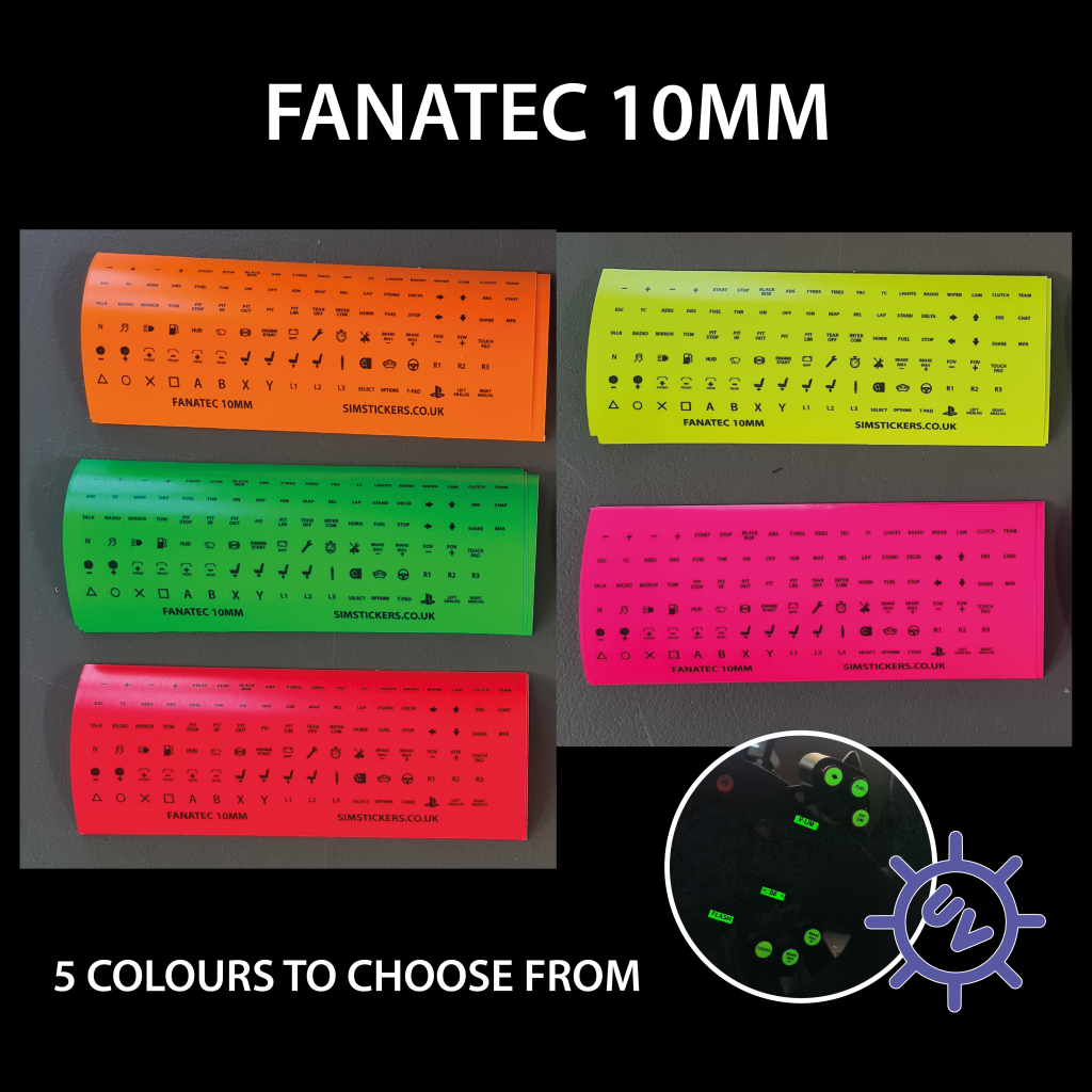 Fluorescent FANATEC 10mm Various colours | SIM STICKERS